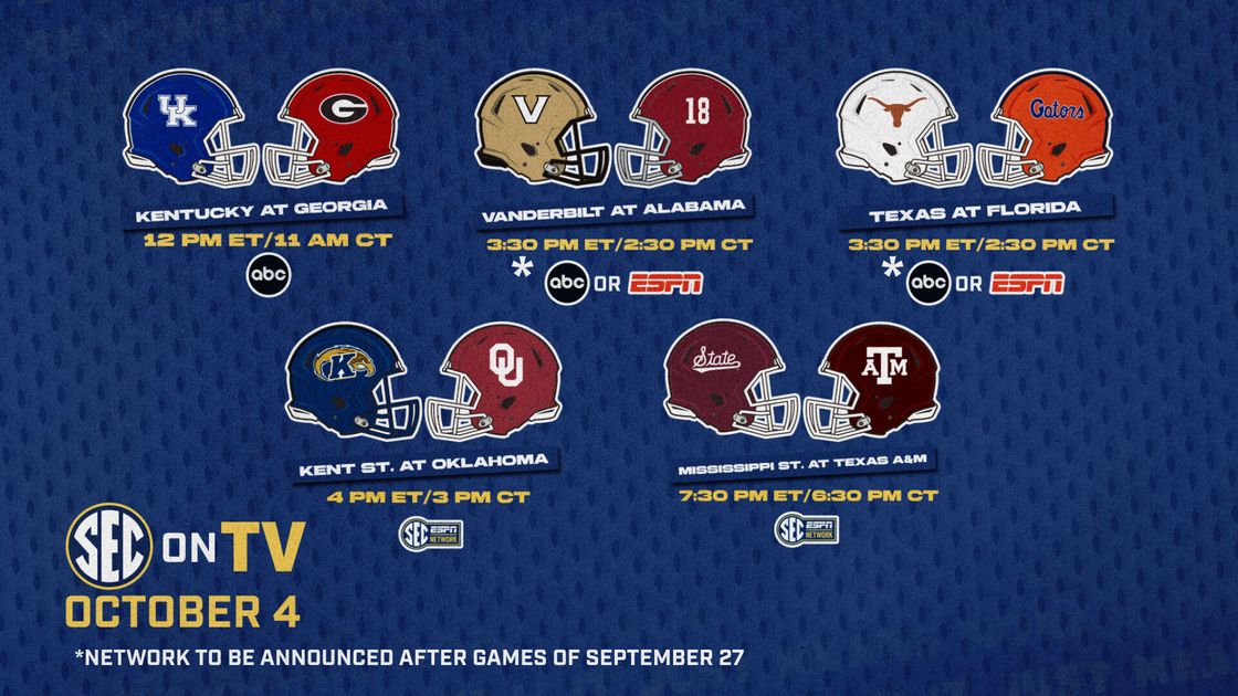 SEC announces football TV schedule for Sept. 27 and Oct. 4 ...